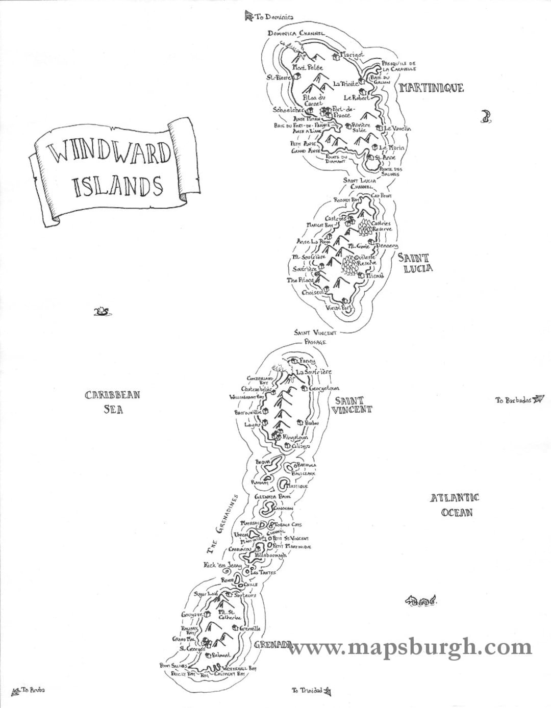 Fantasy Map of the Windward Islands - Etsy