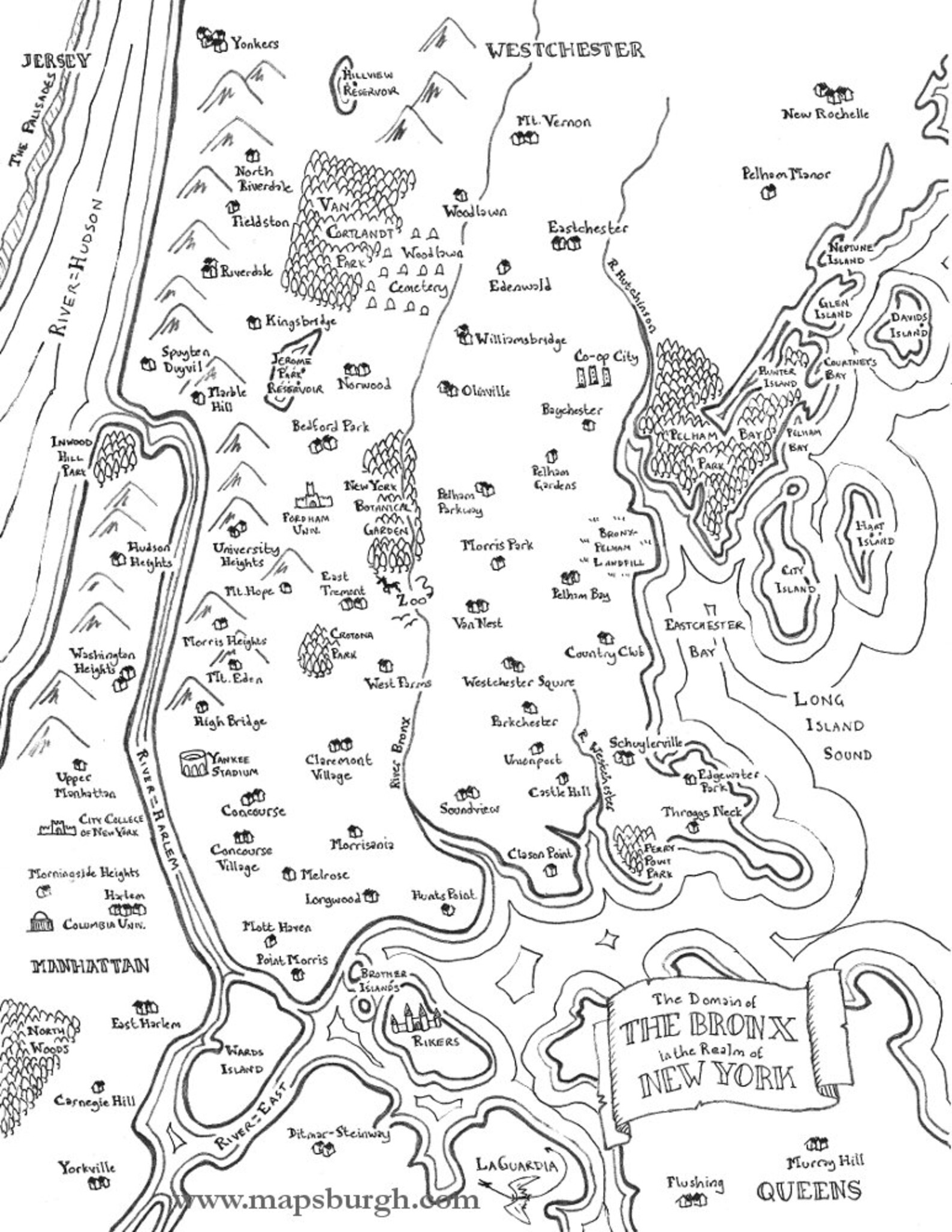 Fantasy Map of New York Boroughs - Etsy