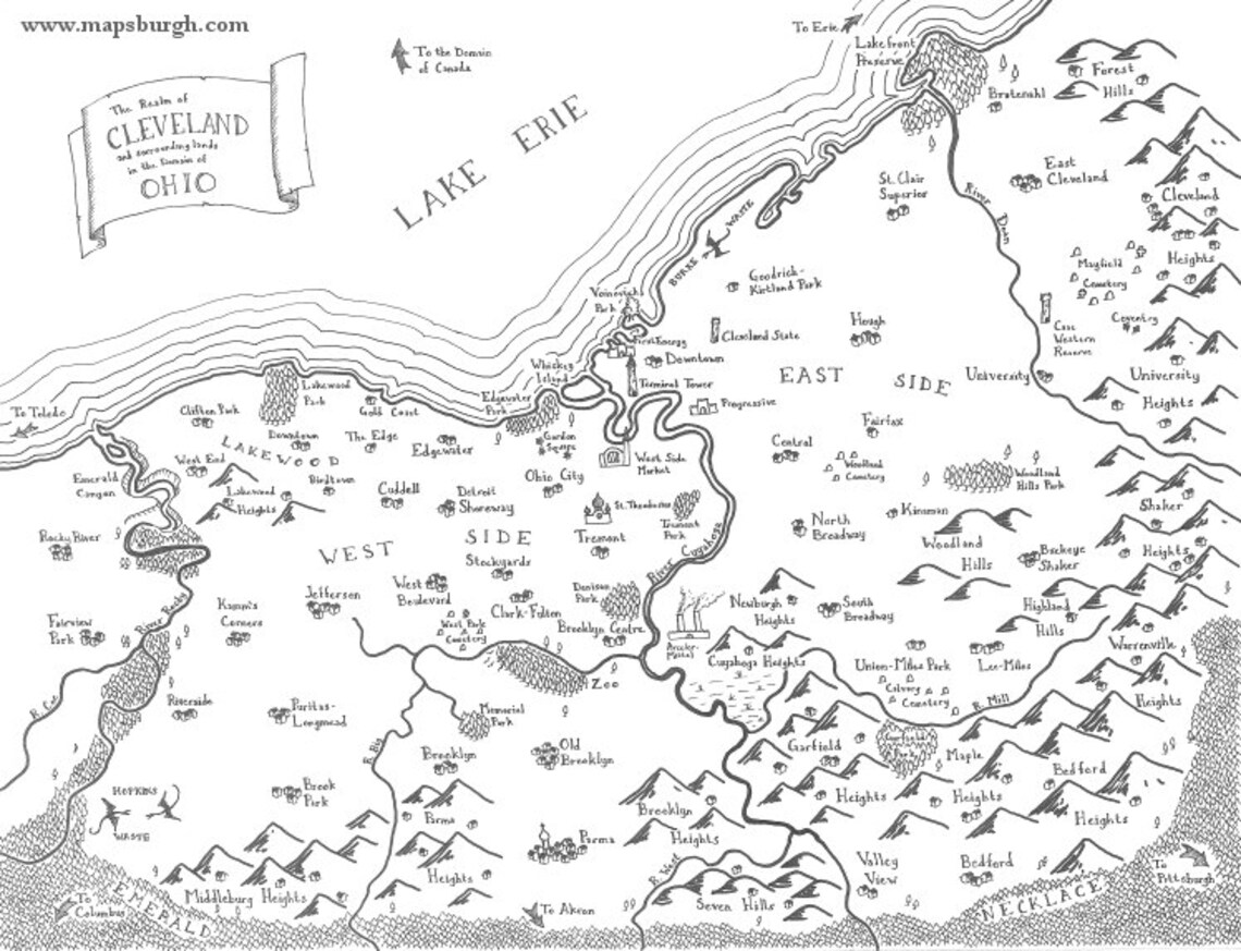 Fantasy Map of Cleveland - Etsy