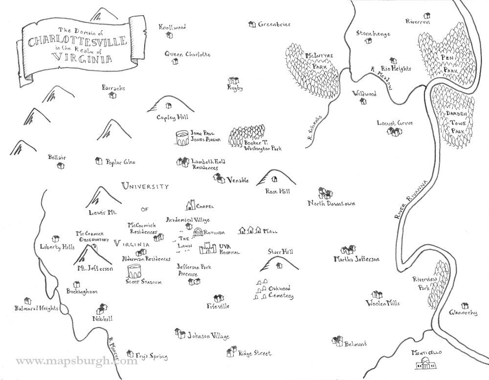 Fantasy Maps of Virginia Cities: Richmond Charlottesville - Etsy