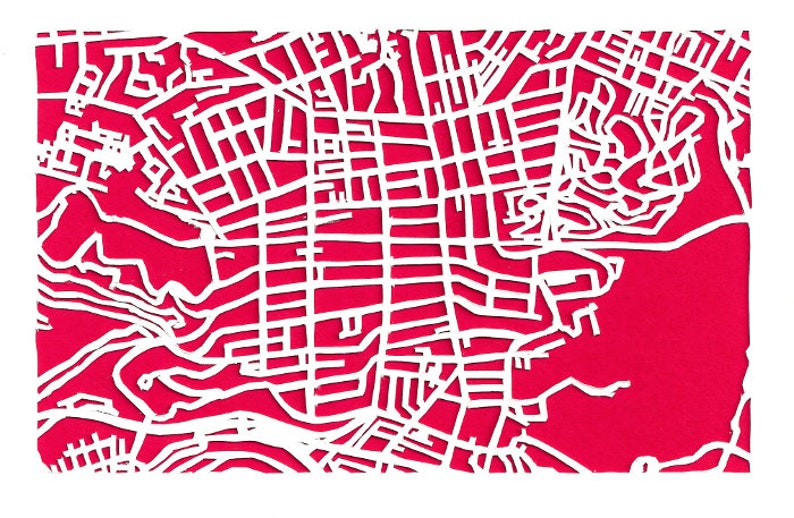 Pittsburgh Neighborhoods Cut Paper Map 5x7 - Etsy