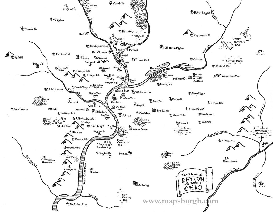 Fantasy Maps of Pennsylvania and Ohio Cities: Harrisburg, Youngstown ...