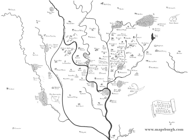 Fantasy Maps of Great Plains Cities: Tulsa, Wichita - Etsy