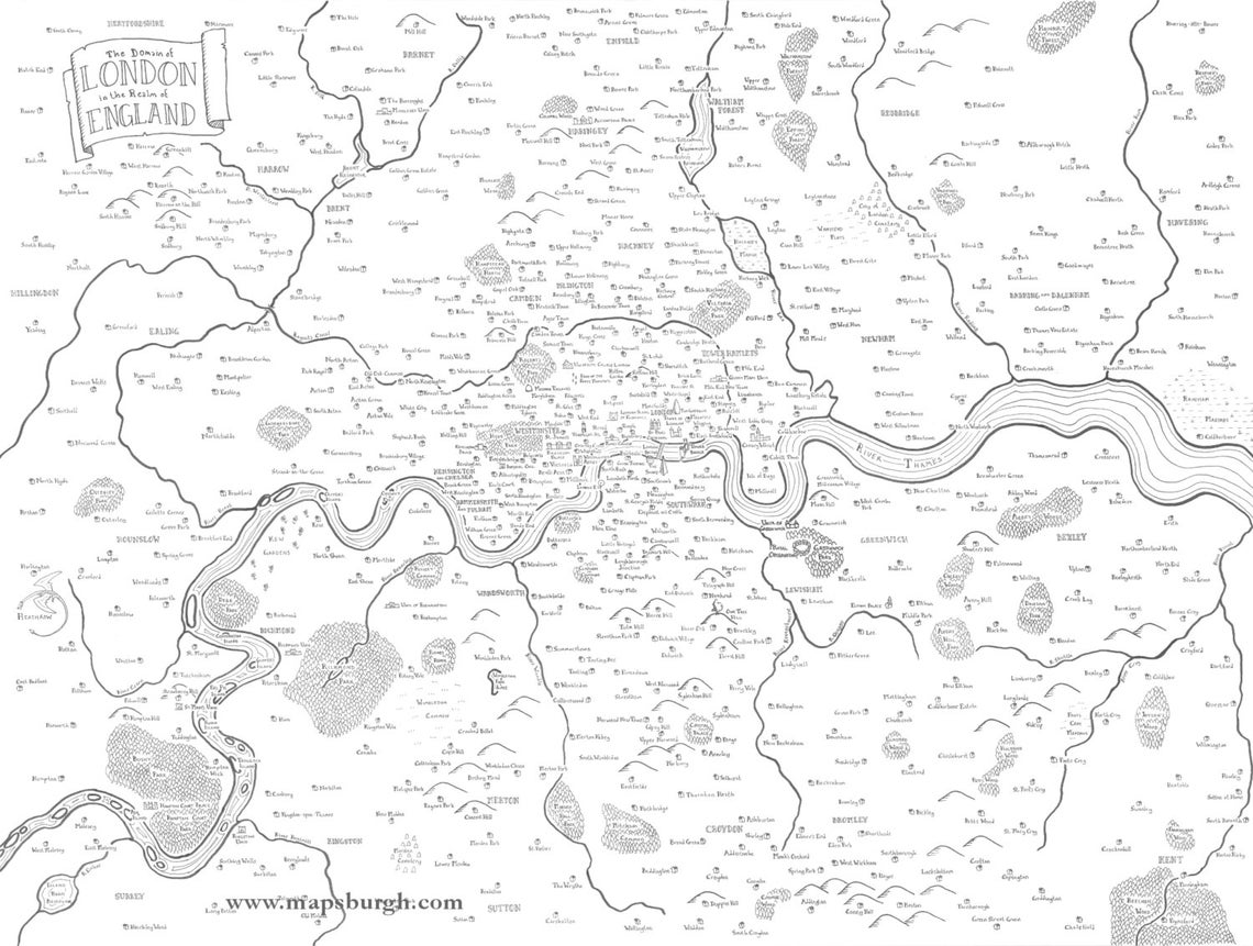 Fantasy Map of London - Etsy