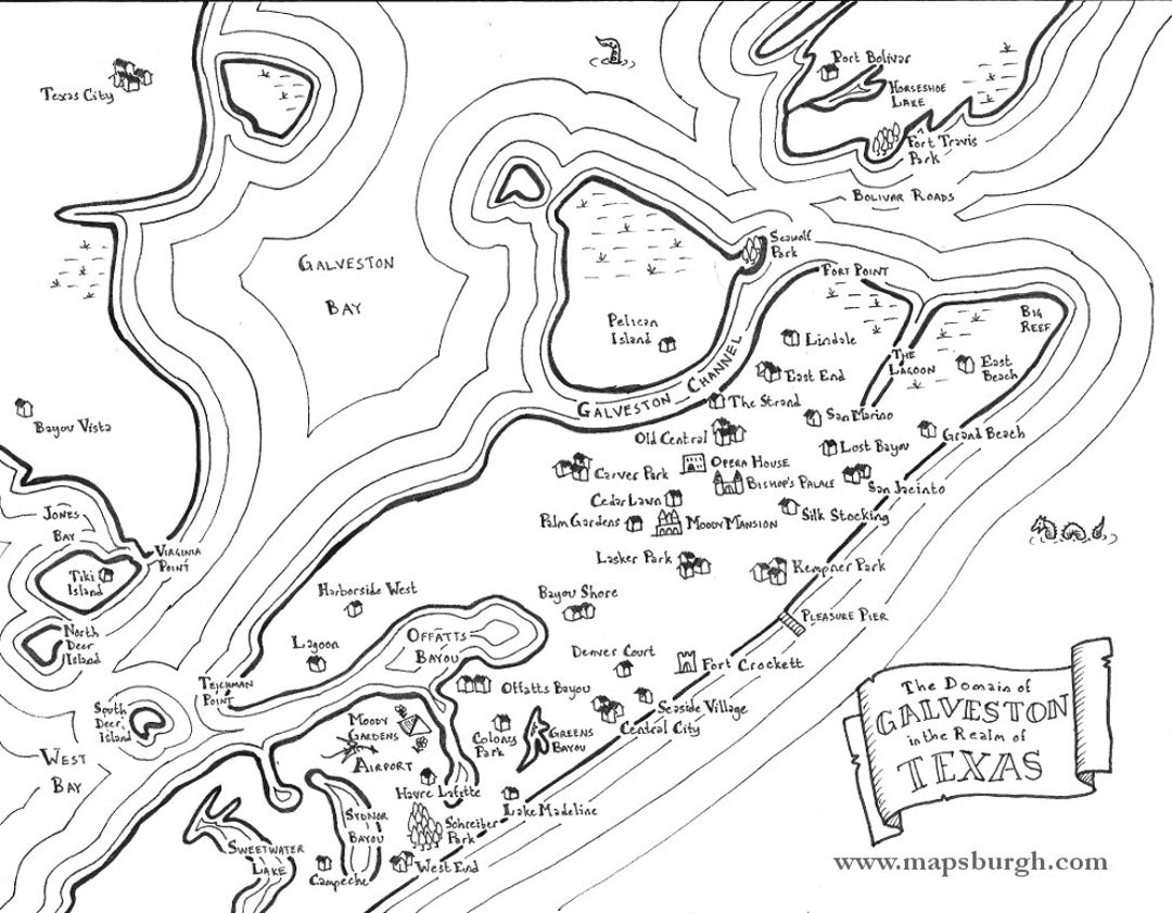 Fantasy Maps of Texas Cities: Galveston, Dallas, San Antonio, Amarillo ...