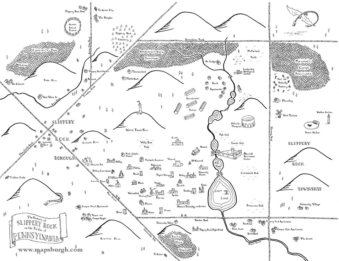 Fantasy Map of Slippery Rock, PA - Etsy