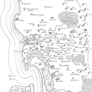 Fantasy Maps of California Cities: Lake Tahoe, San Diego, Santa Barbara ...