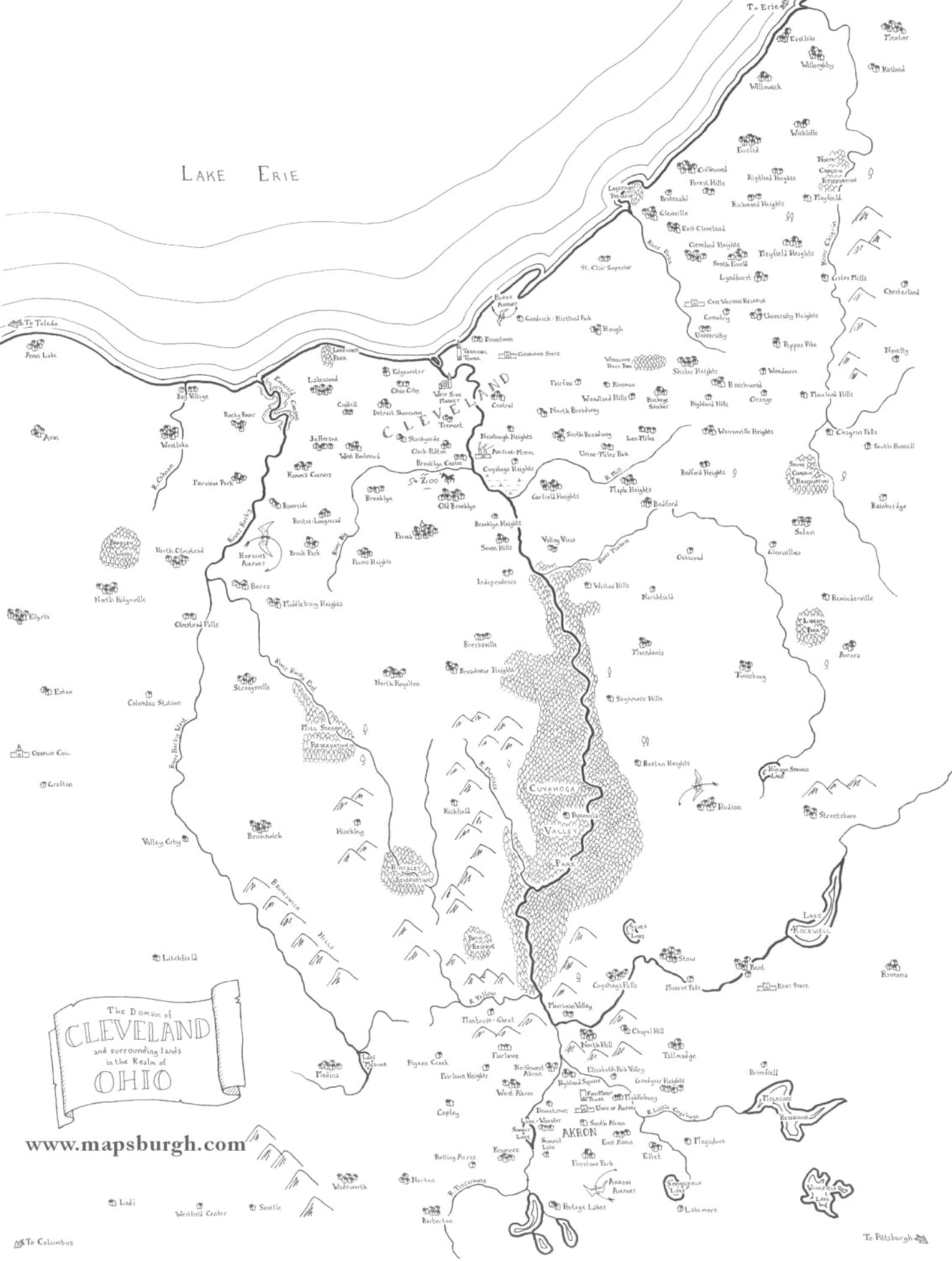 Fantasy Map of Cleveland-akron - Etsy