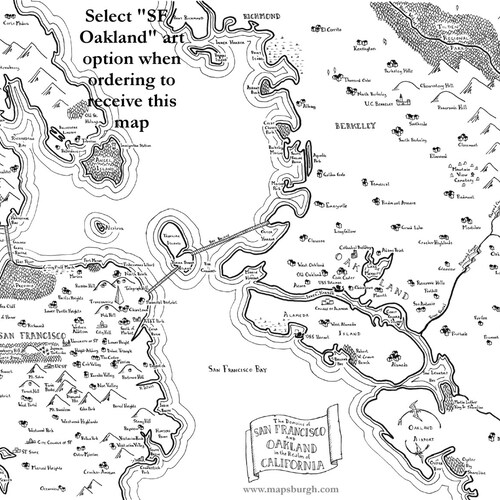 Fantasy Map of San Francisco/oakland/bay Area - Etsy