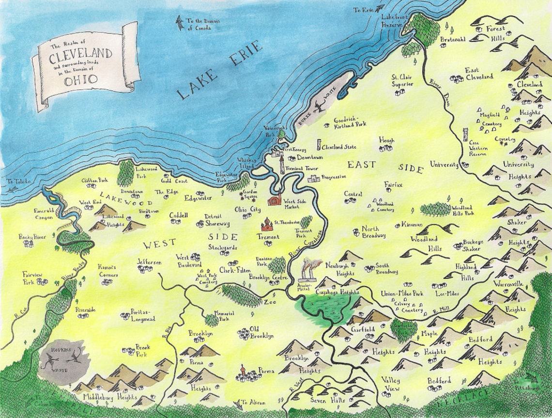 Fantasy Map of Cleveland - Etsy