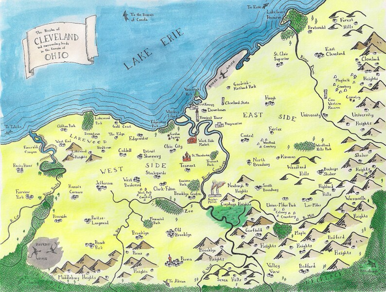 Fantasy Map of Cleveland - Etsy