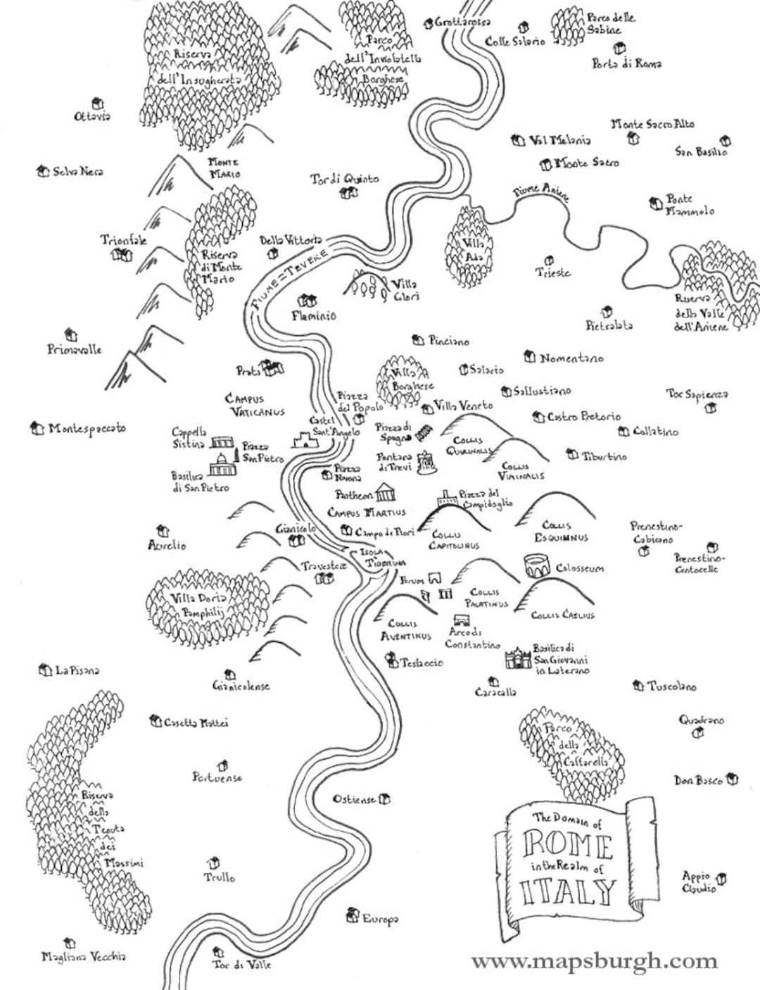 Fantasy Map of Rome - Etsy