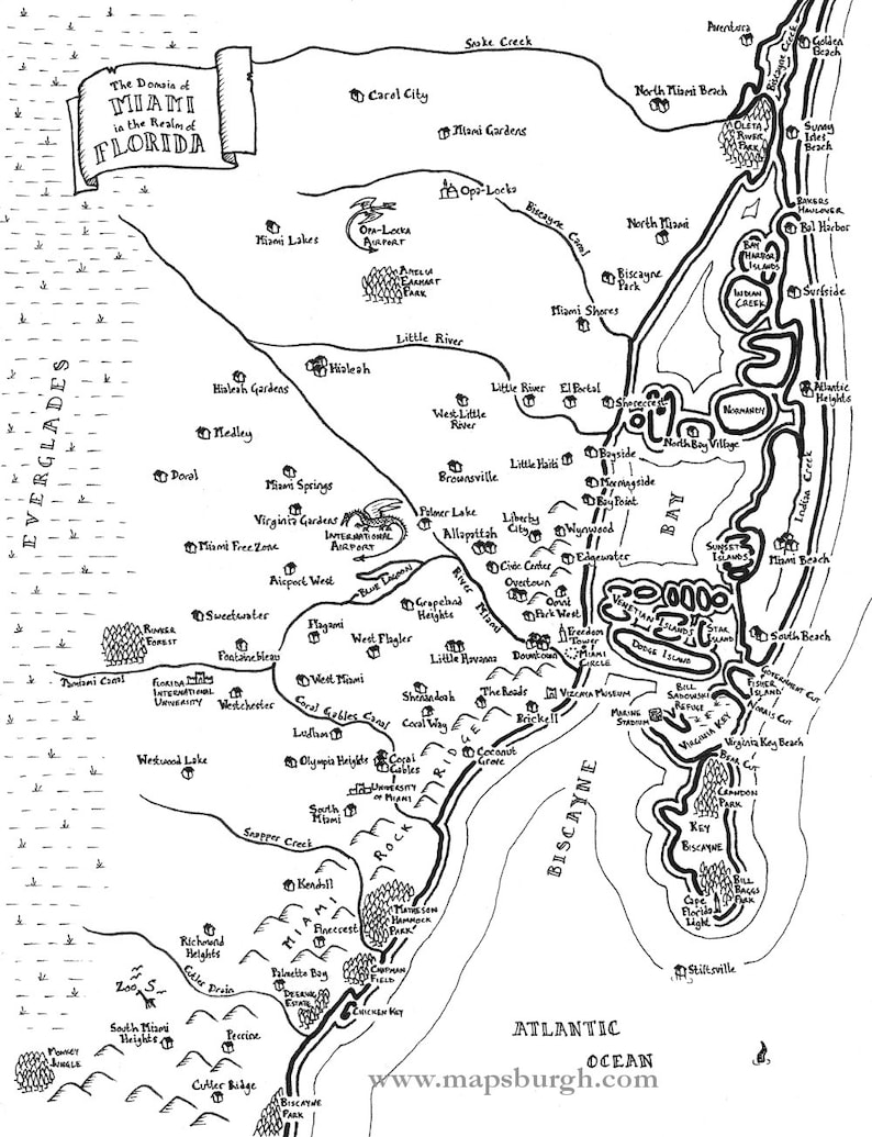 Fantasy Map of Miami - Etsy