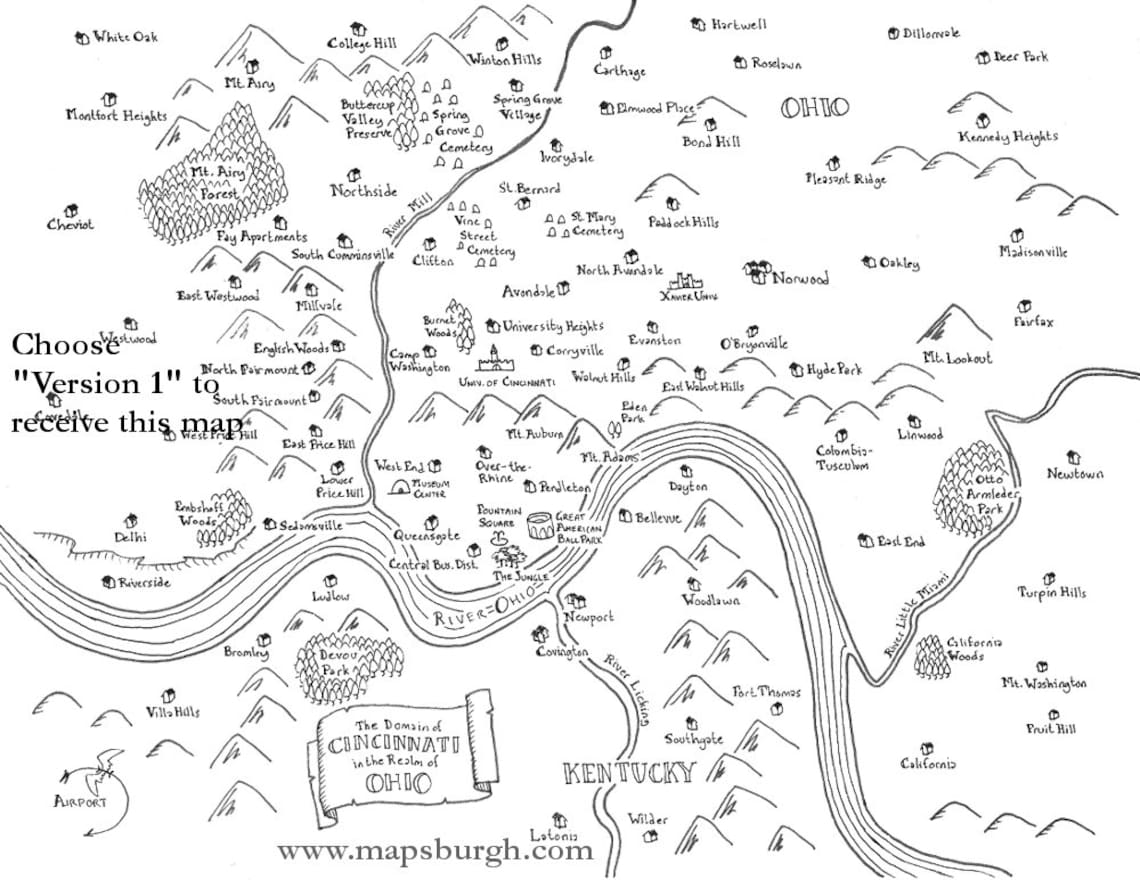 Fantasy Map of Cincinnati - Etsy