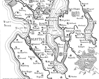 Fantasy Map of Washington State | Etsy