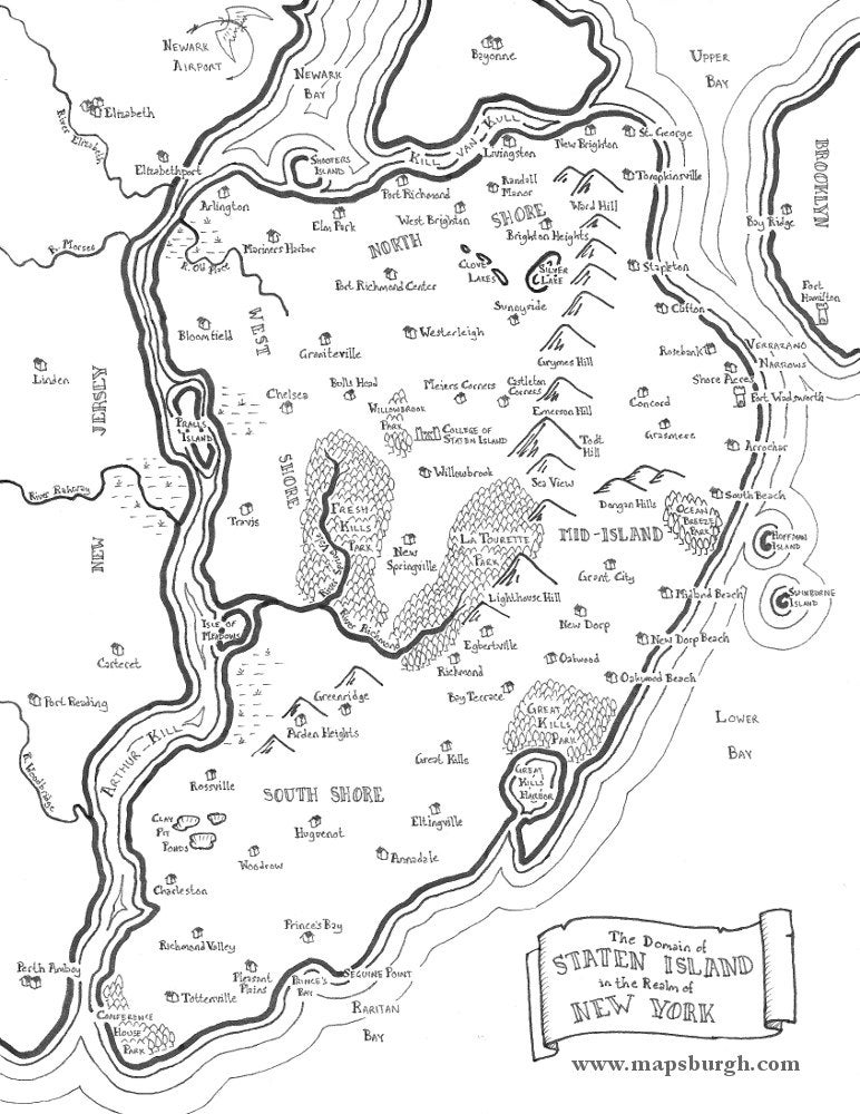 Fantasy Map of New York Boroughs - Etsy