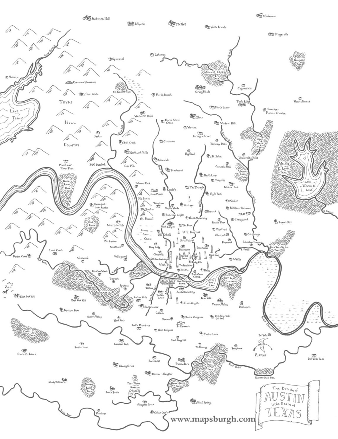 Fantasy Map of Austin - Etsy