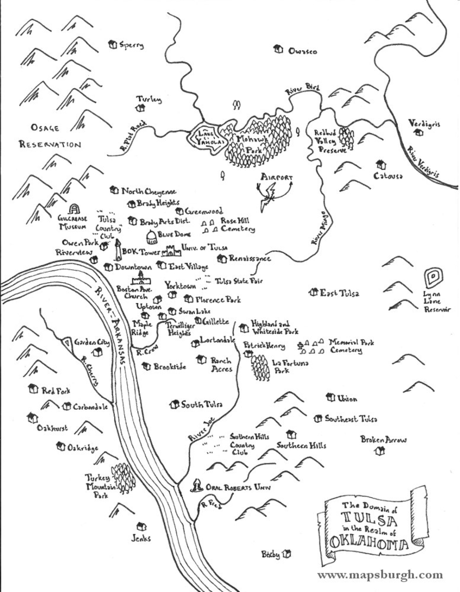 Fantasy Maps of Great Plains Cities: Tulsa, Wichita - Etsy