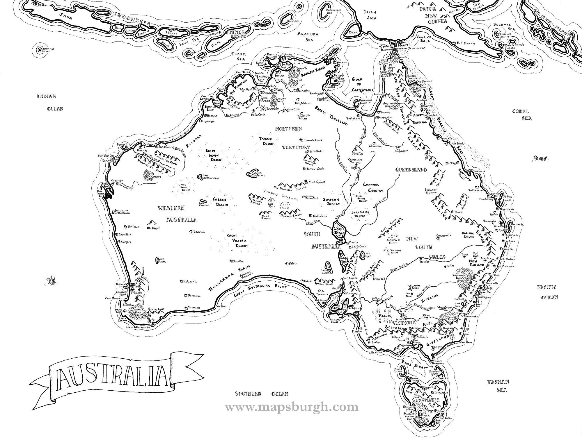 Fantasy Map of Australia - Etsy