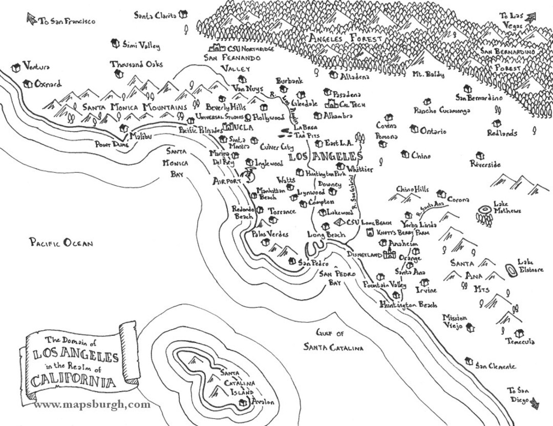 Fantasy Map of Los Angeles - Etsy