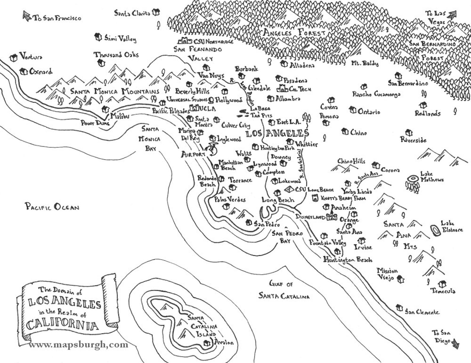 Fantasy Map of Los Angeles - Etsy