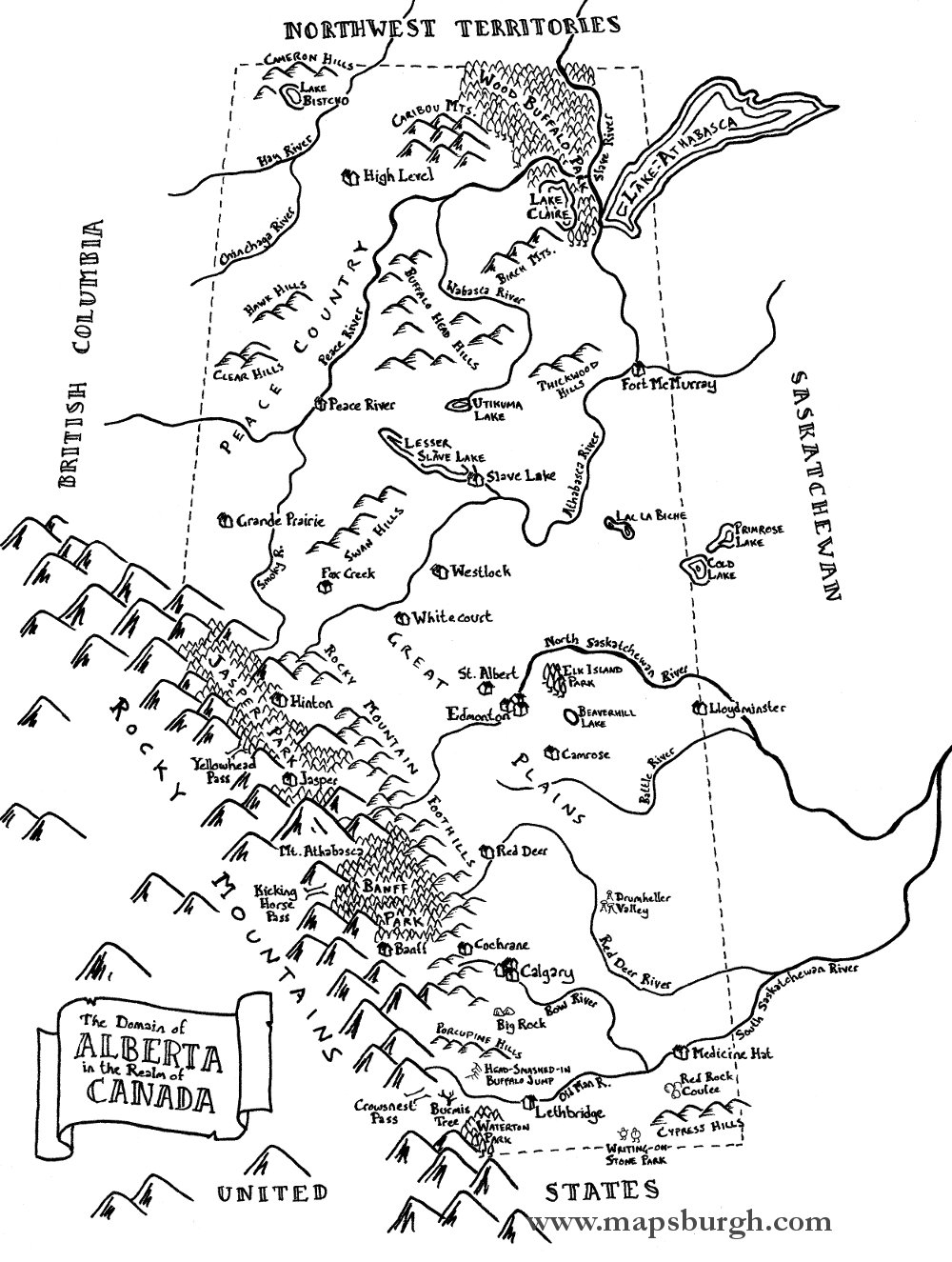 Fantasy Map of Alberta - Etsy