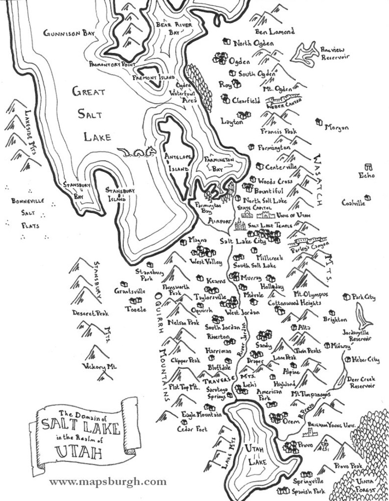 Fantasy Map of Salt Lake City - Etsy