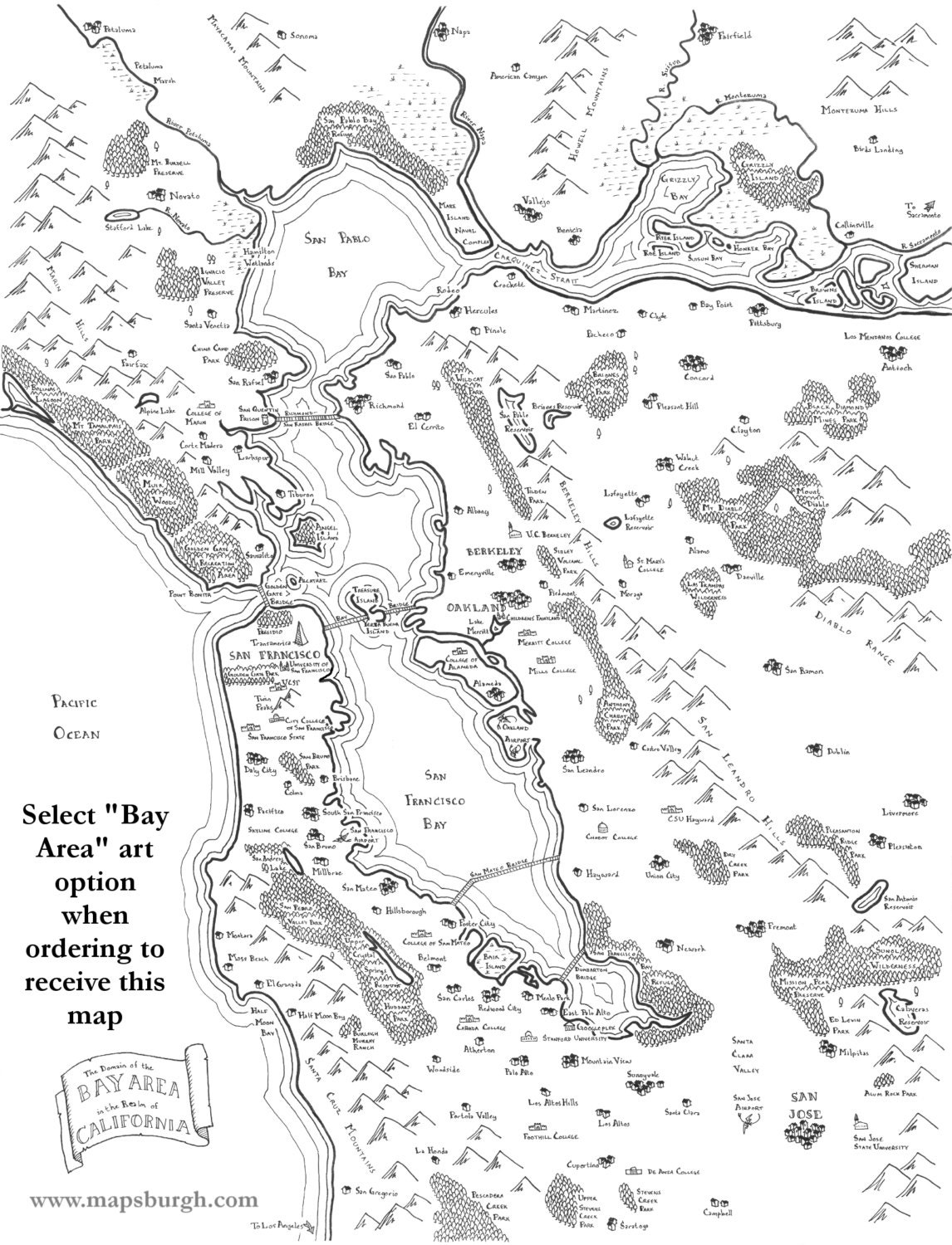 Fantasy Map of San Francisco/oakland/bay Area - Etsy