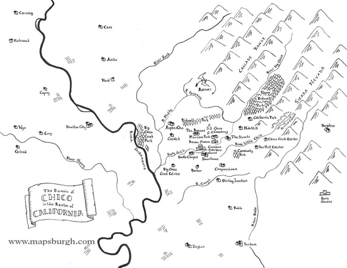 Fantasy Maps of California Cities: Lake Tahoe, San Diego, Santa Barbara ...