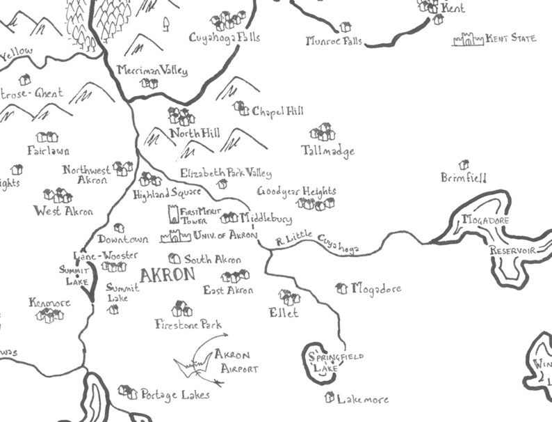 Fantasy Map of Cleveland-akron - Etsy