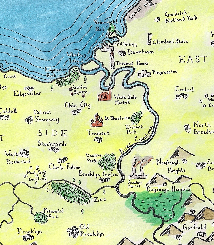 Fantasy Map of Cleveland - Etsy