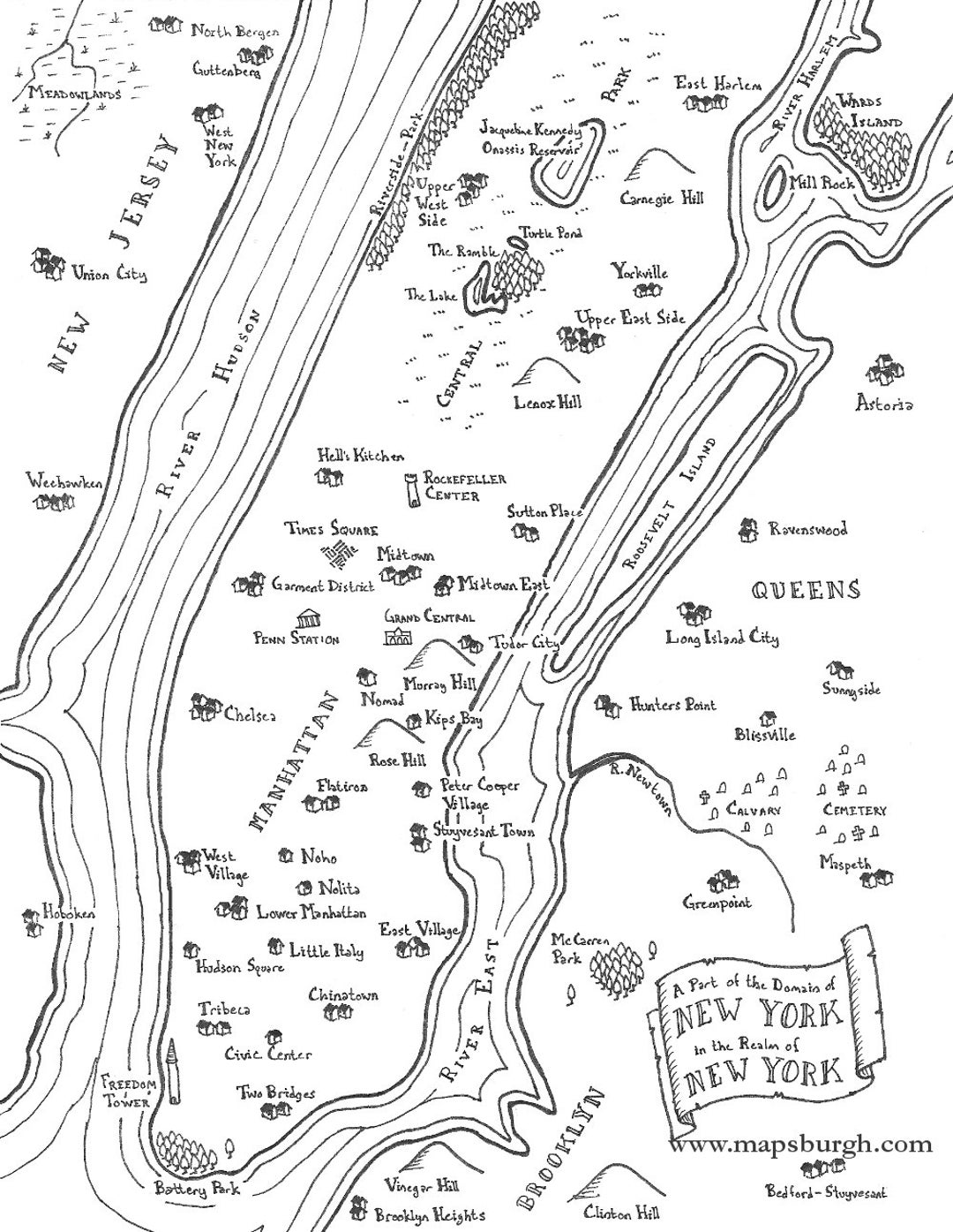Fantasy Map of New York Boroughs - Etsy