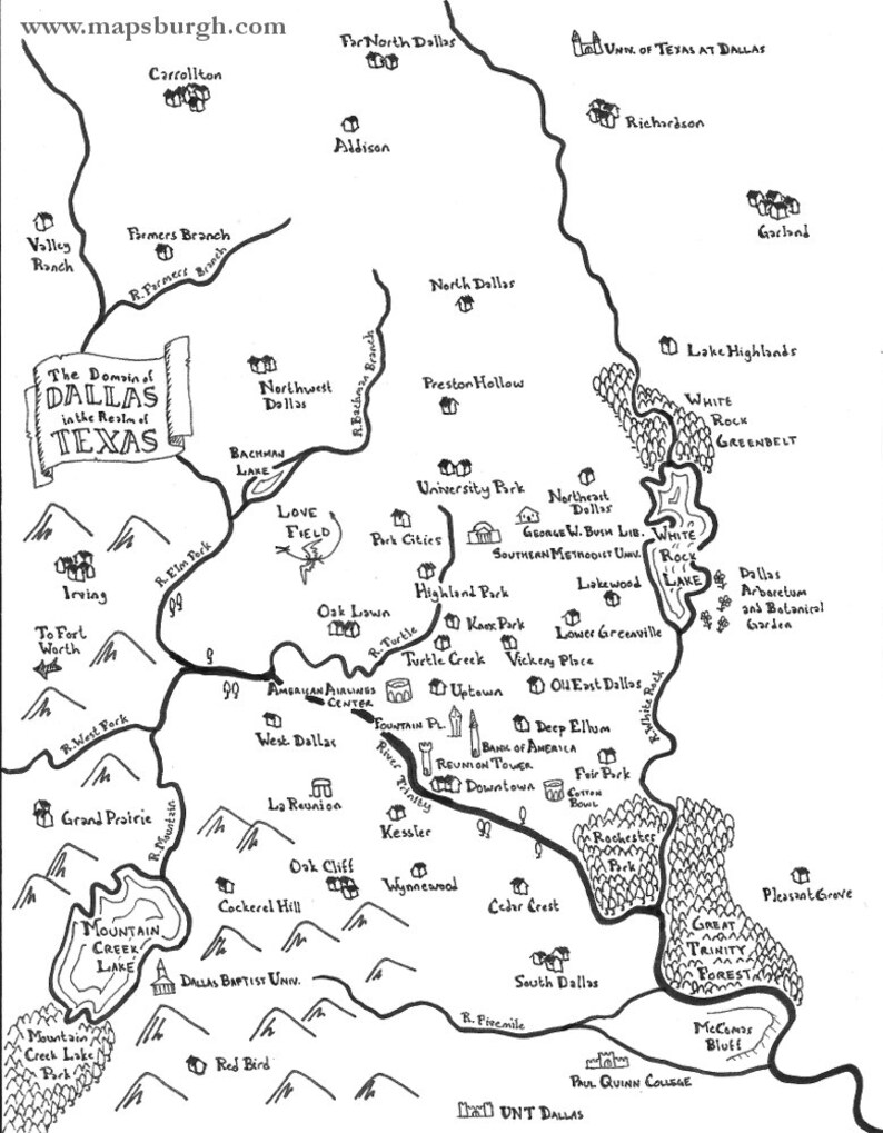 Fantasy Maps of Texas Cities: Galveston, Dallas, San Antonio, Amarillo ...