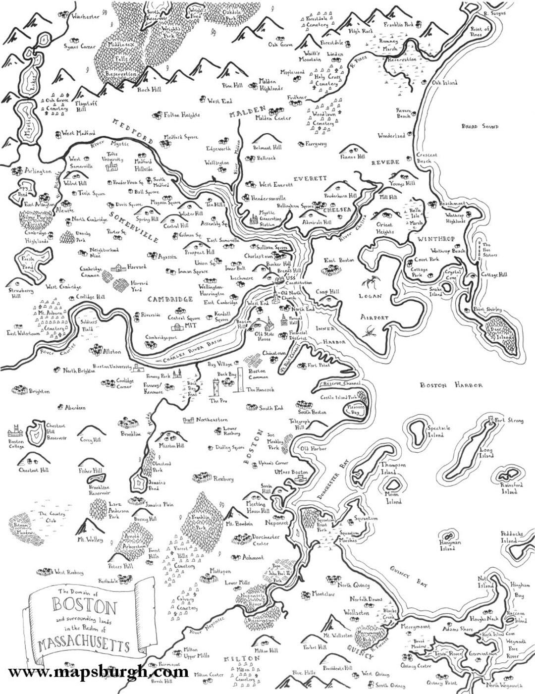 Fantasy Map of Boston - Etsy