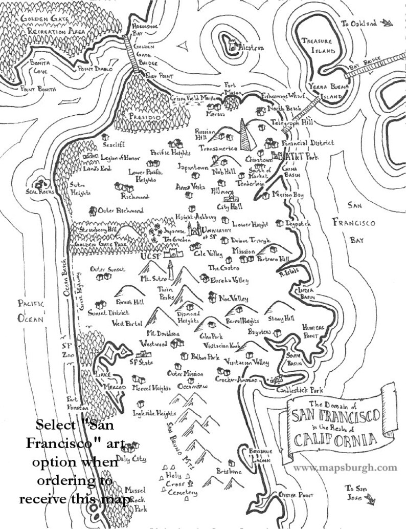 Fantasy Map of San Francisco/oakland/bay Area - Etsy