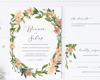 Rustic Floral Wedding Invitation - Etsy