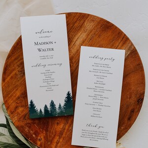 Pine Tree Wedding Program Template / Rustic Pine Forest Editable Program Template / Printable ...