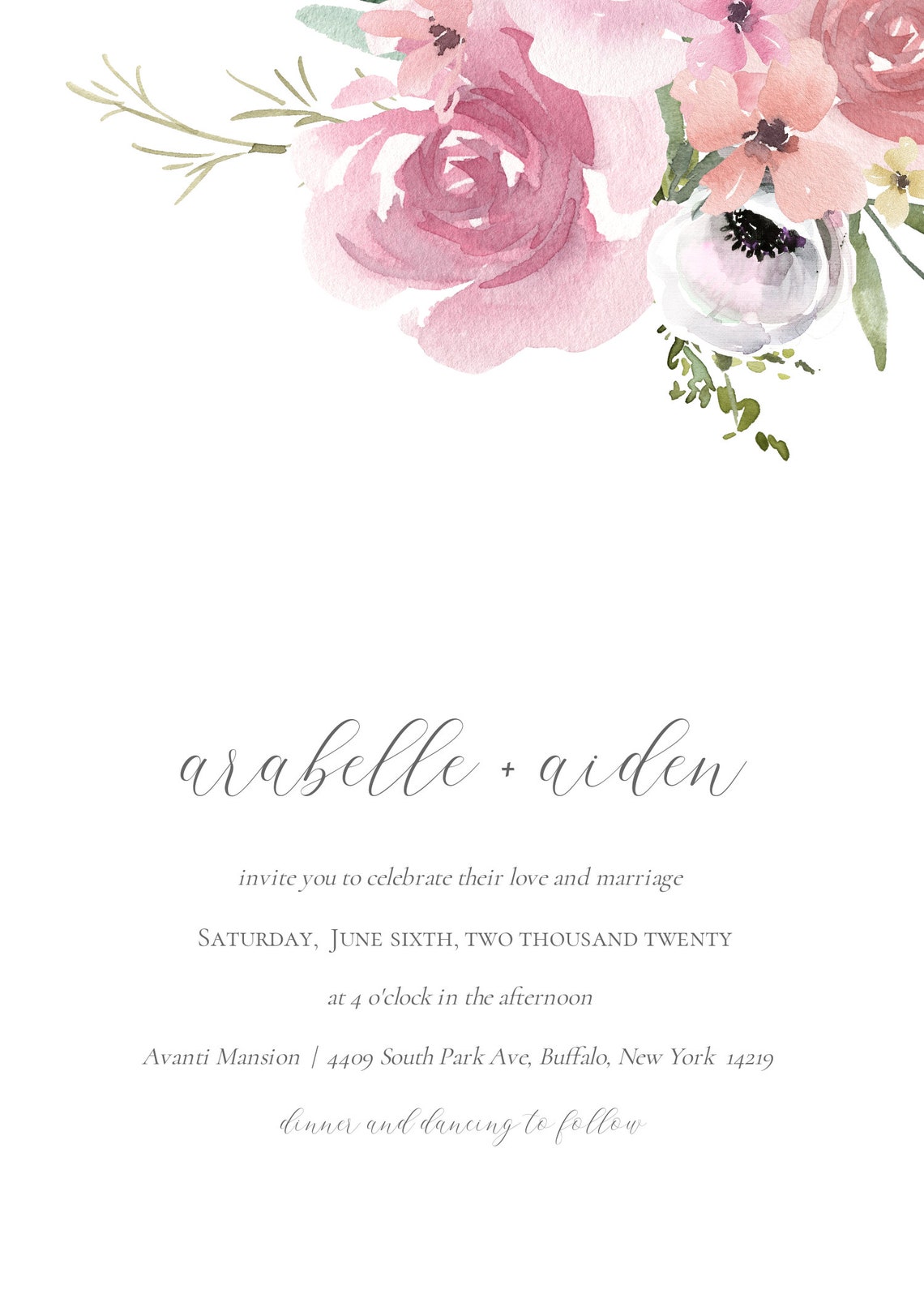 Floral Wedding Invitation Template Set / Wedding Invitation | Etsy