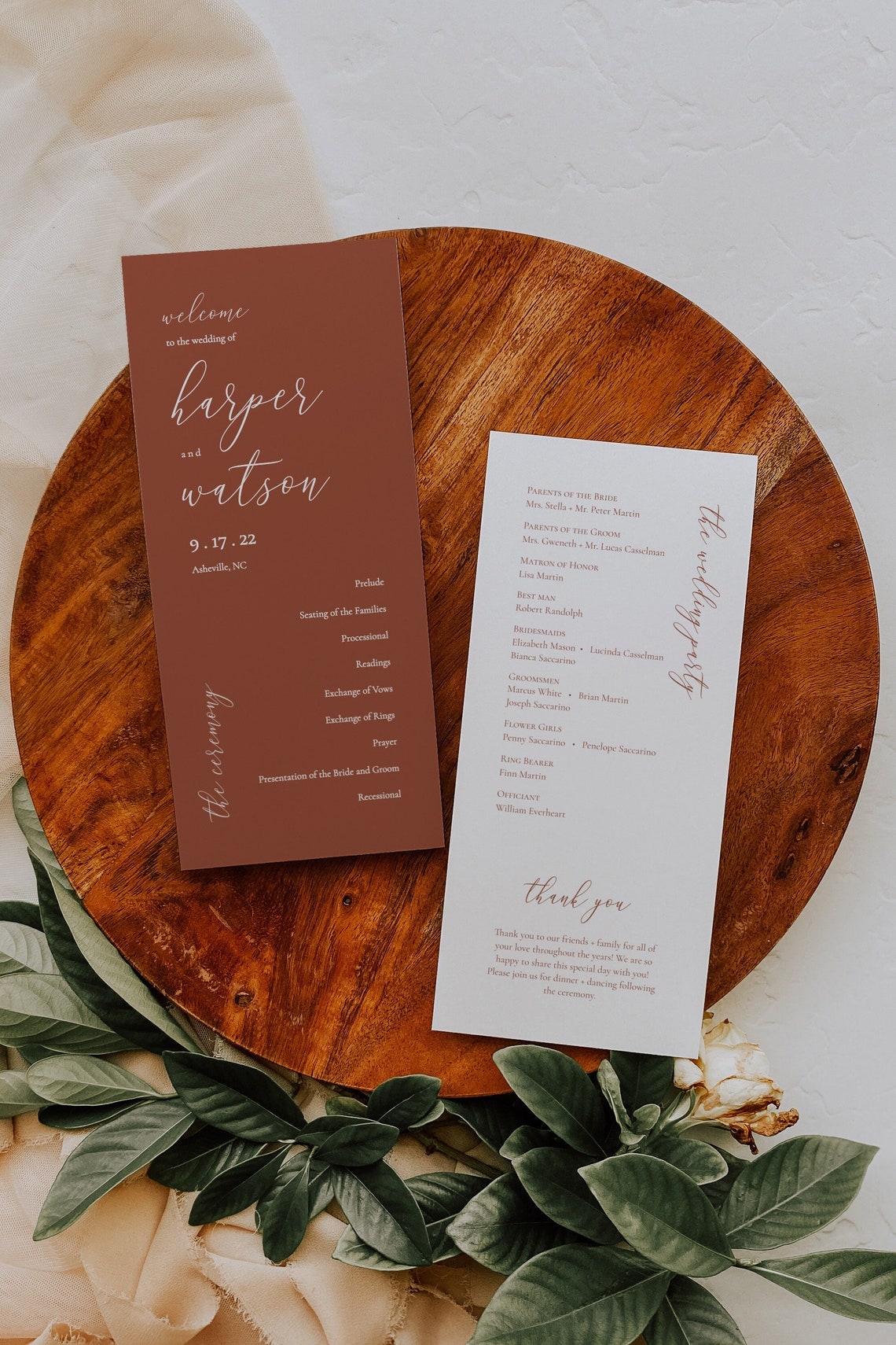 Terracotta Wedding Program Template / Boho Wedding Ceremony - Etsy