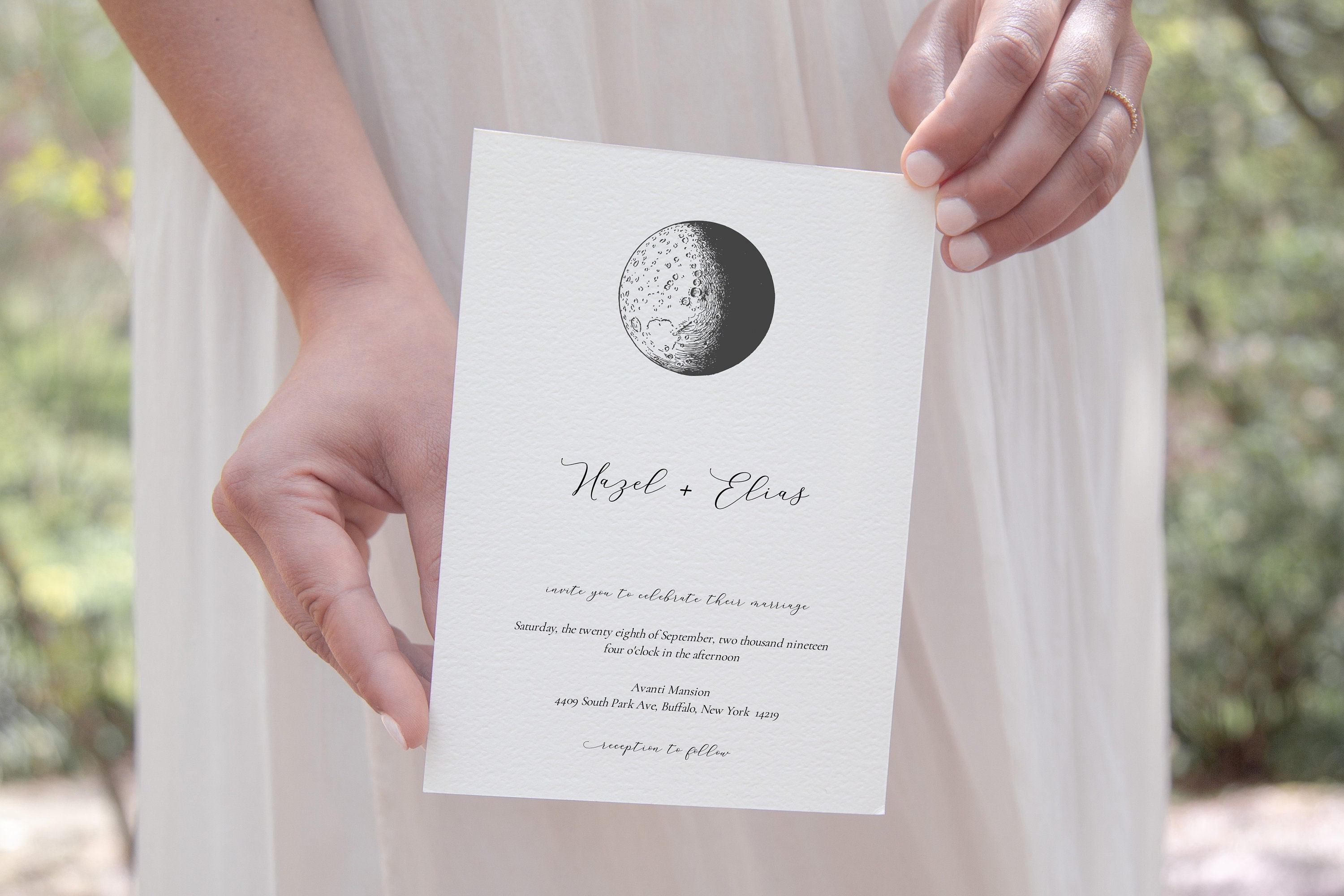 Moon Wedding Invitation / Simple Wedding Invitation / Minimalist ...