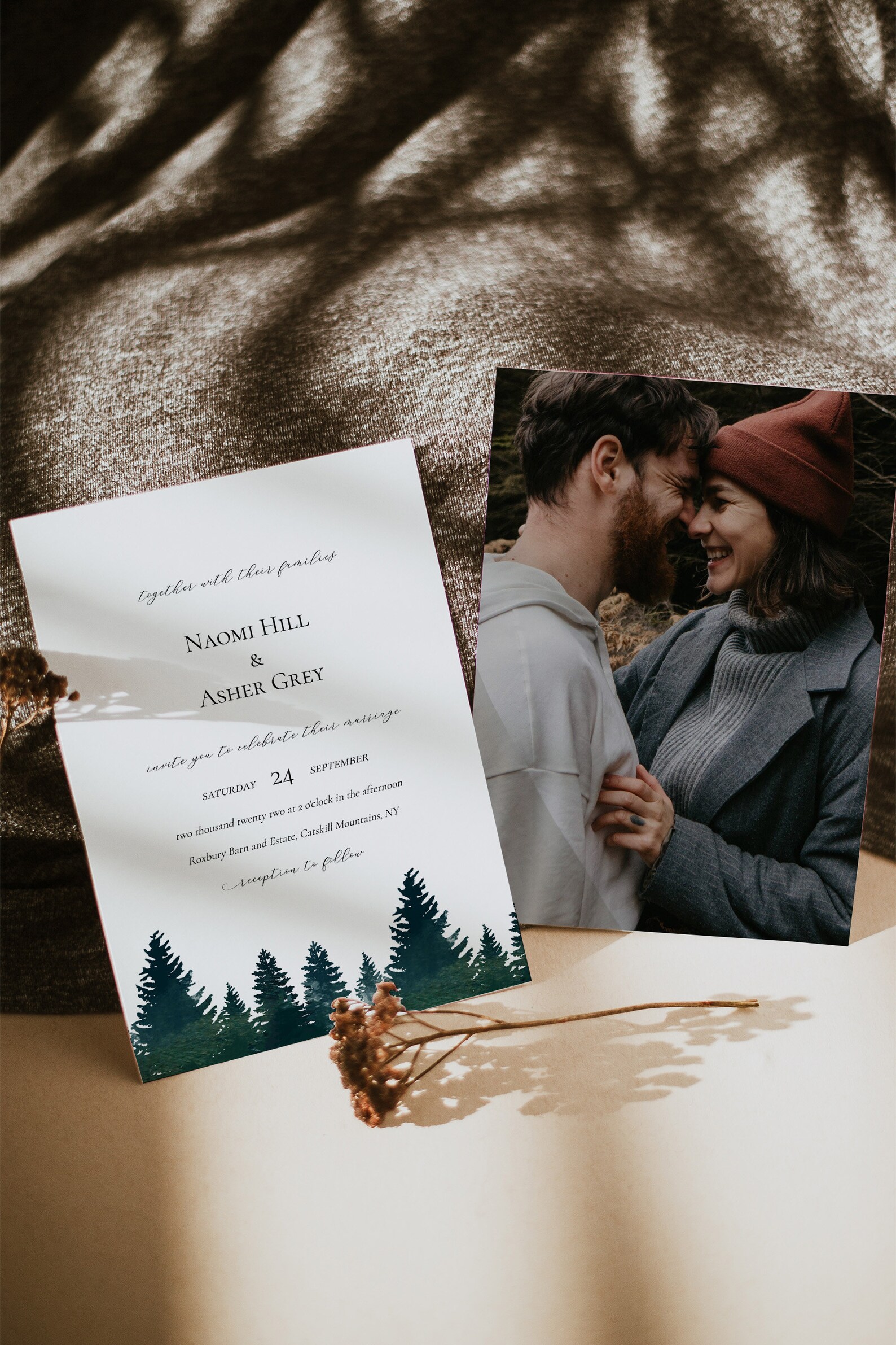 Pine Wedding Invitation Template / Mountain Woodland Pine | Etsy