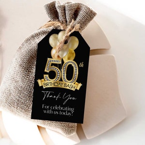 50th Birthday Favor Tags, 50th Birthday Thank You Tags Printable, 50th ...