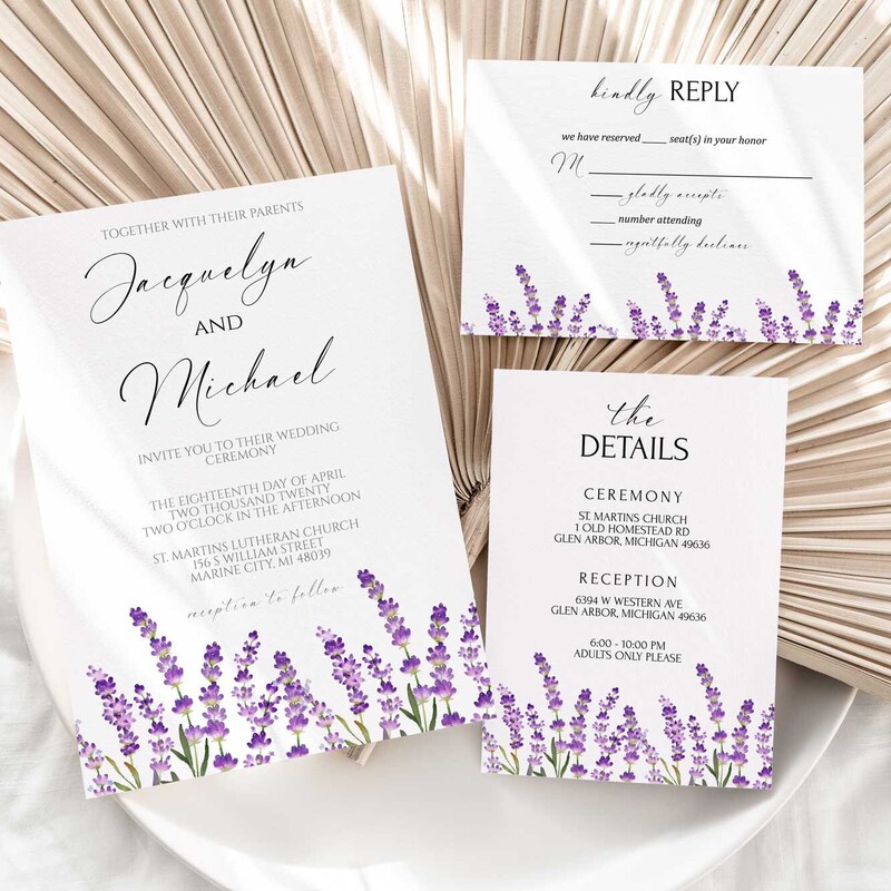 Lavender Wedding Invitation - Etsy