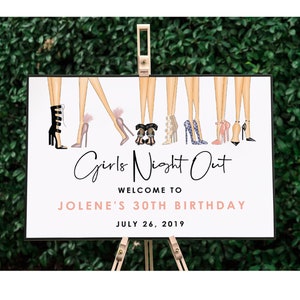 Girls Night Out Birthday Welcome Sign, Ladies Night Out Birthday Party ...