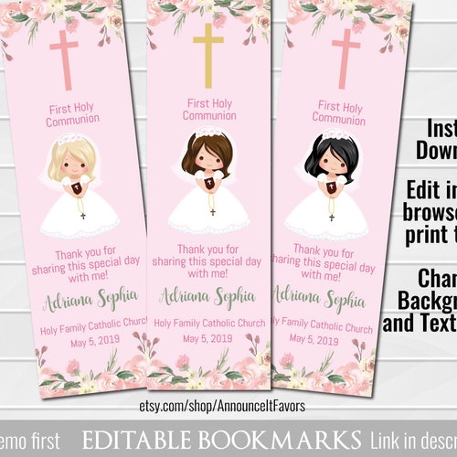 First Communion Bookmark Custom Bookmark Confirmation | Etsy