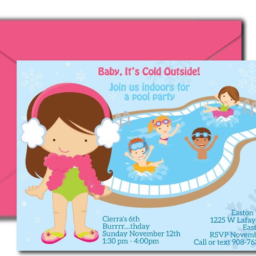 Pool Party Invitation Swimming Pool Birthday Party Winter - Etsy