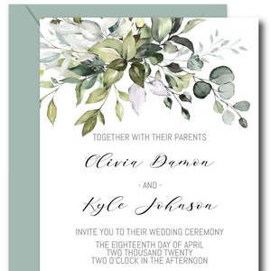 Greenery Wedding Invitation Suite Greenery Wedding Invitation - Etsy