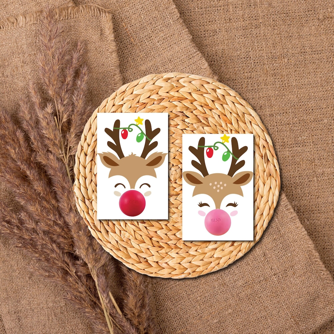 Christmas EOS Card, Christmas EOS Lip Balm Card Printed, Reindeer EOS ...