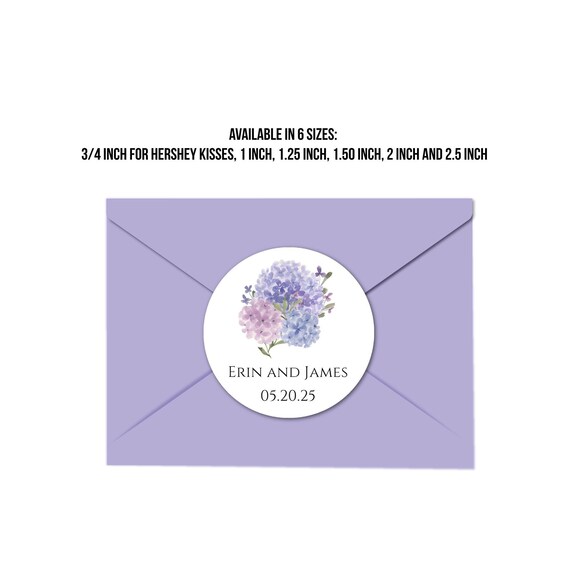 Hydrangea Wedding Stickers, Wedding Kisses Labels, Hydrangea Stickers ...