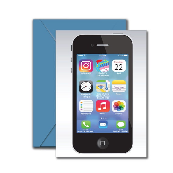 iPhone Birthday Invitation, Kids Birthday Party Invitations, Digital ...